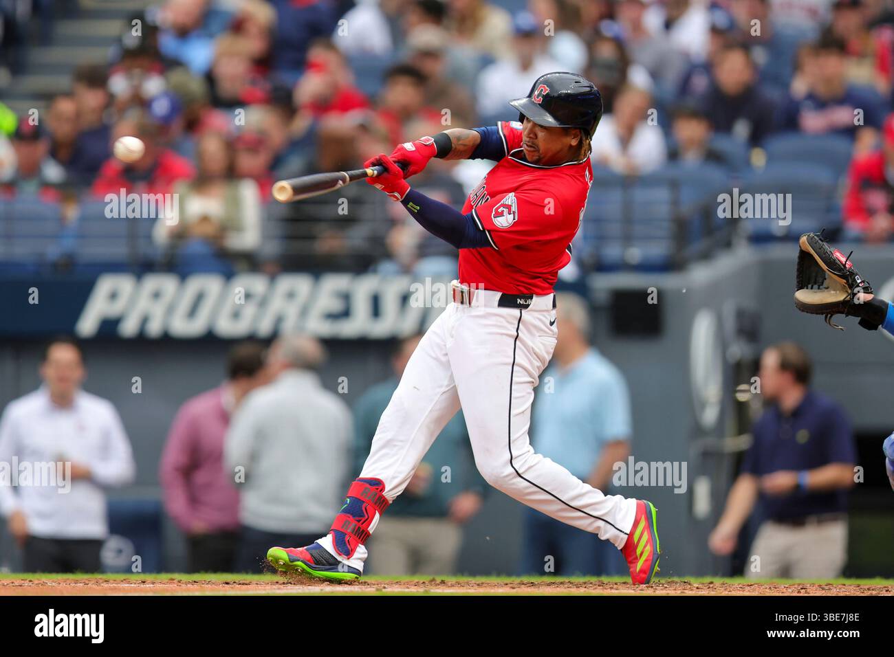 CLEVELAND, OH - MAY 27: Cleveland Guardians third baseman Jose Ramirez ...