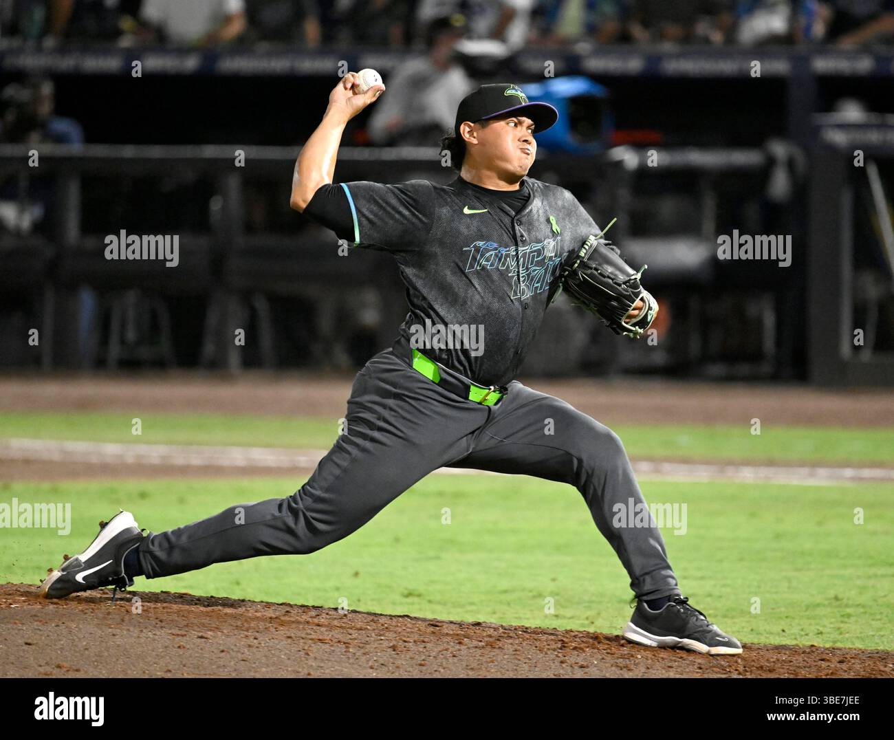 Tampa Bay Rays pitcher Manuel Rodríguez throws during the eighth inning ...