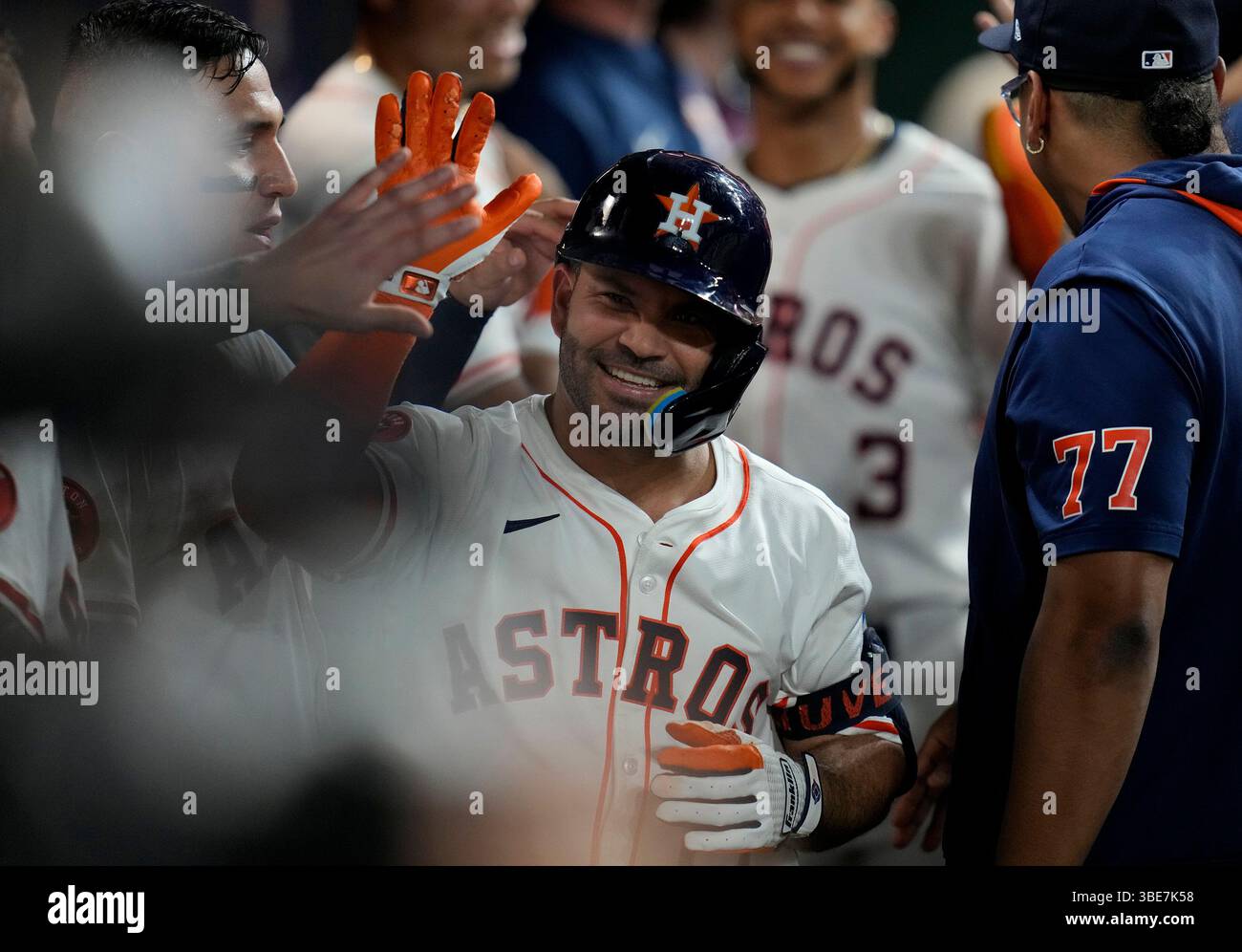 Houston Astros' Jose Altuve celebrates his two-run home run, against ...