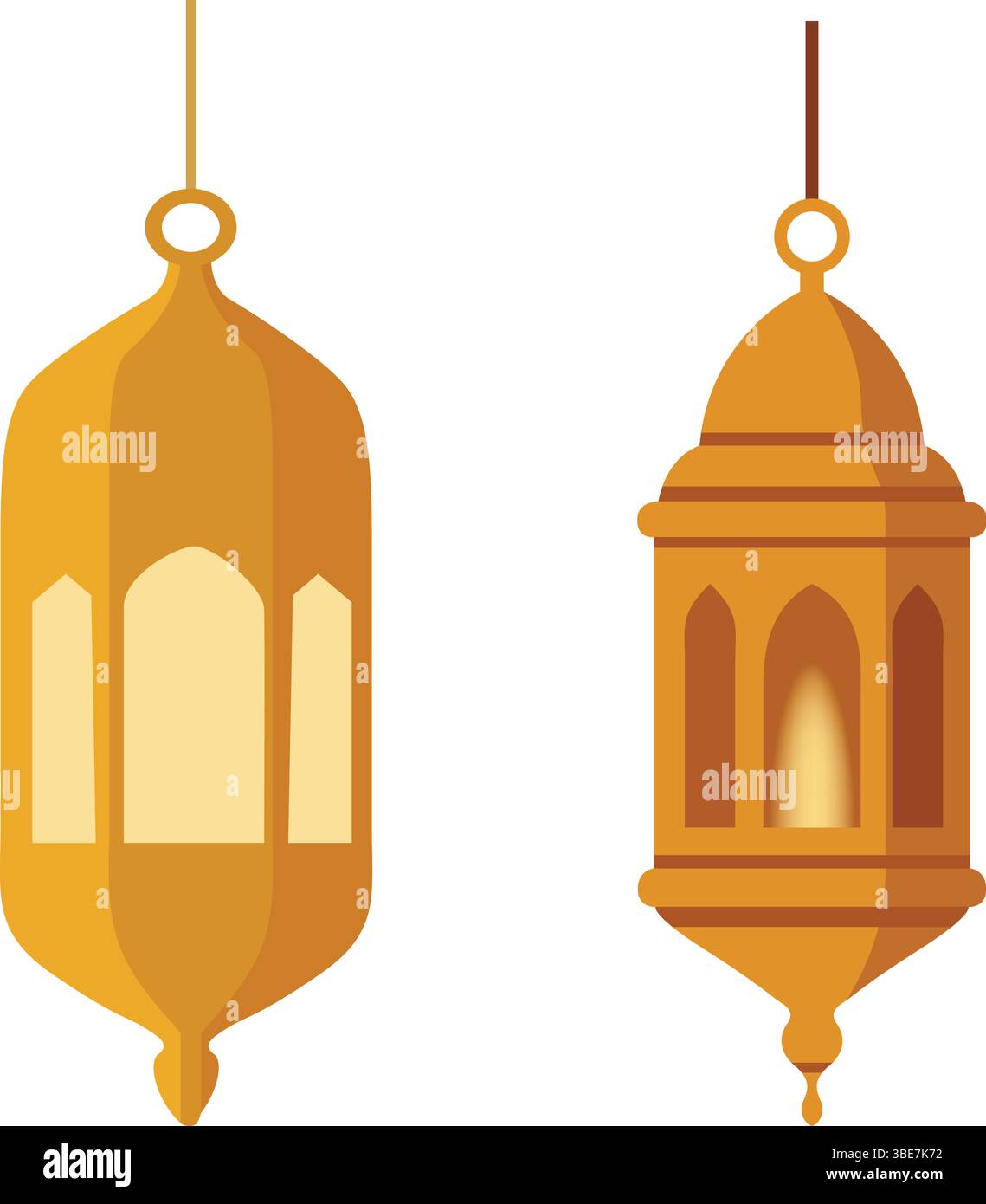 Ramadan Lanterns Vector Islamic Golden Lamps Eid Mubarak Lanterns ...