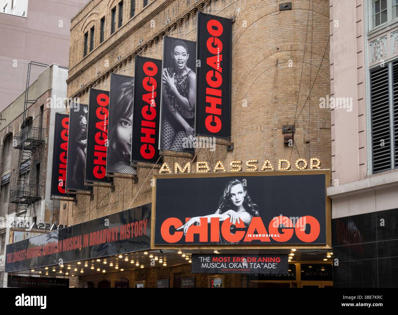 Ambassador Theatre Marquee Featuring the Musical "Chicago" Times Square ...