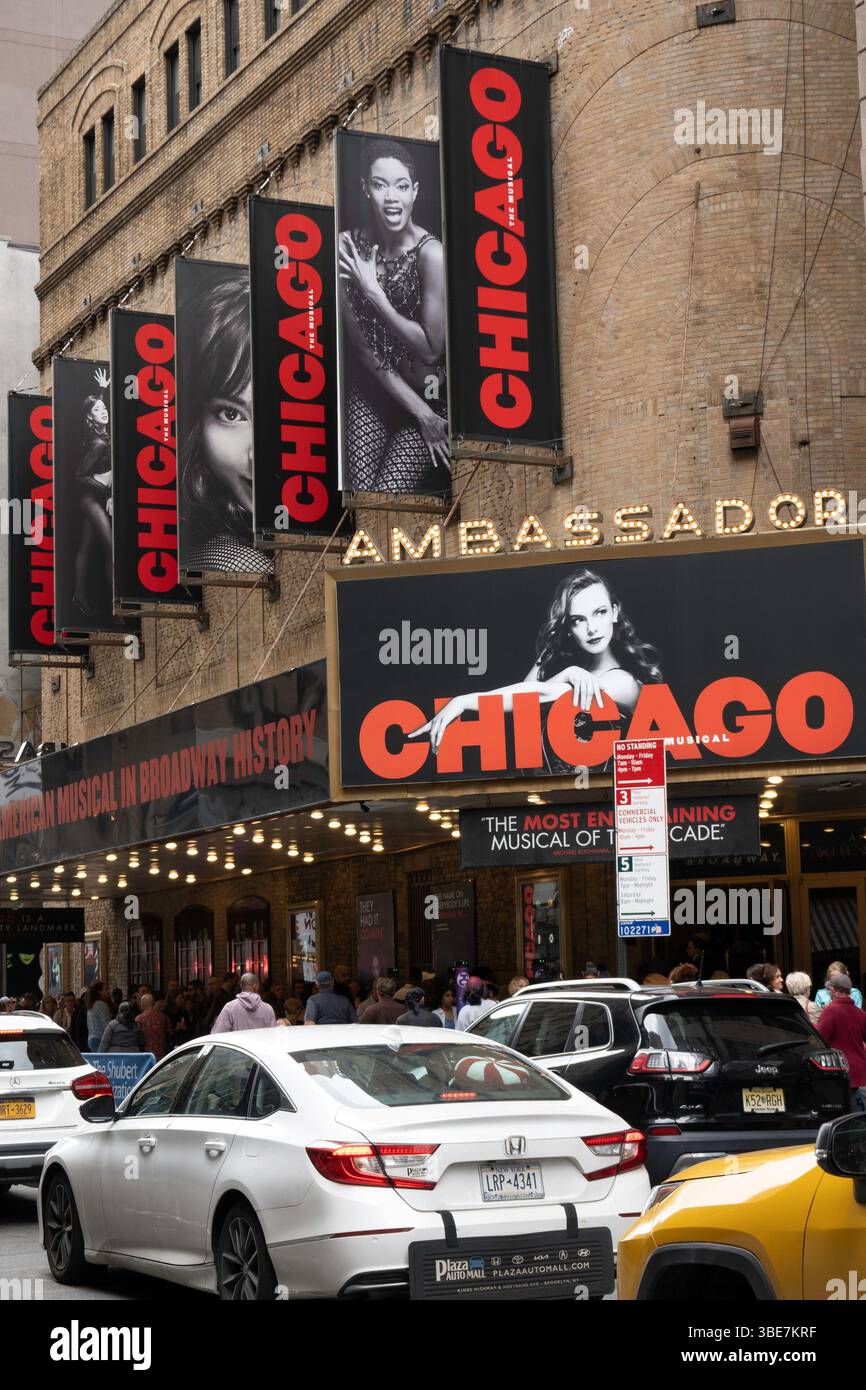 Ambassador Theatre Marquee Featuring the Musical "Chicago" Times Square ...