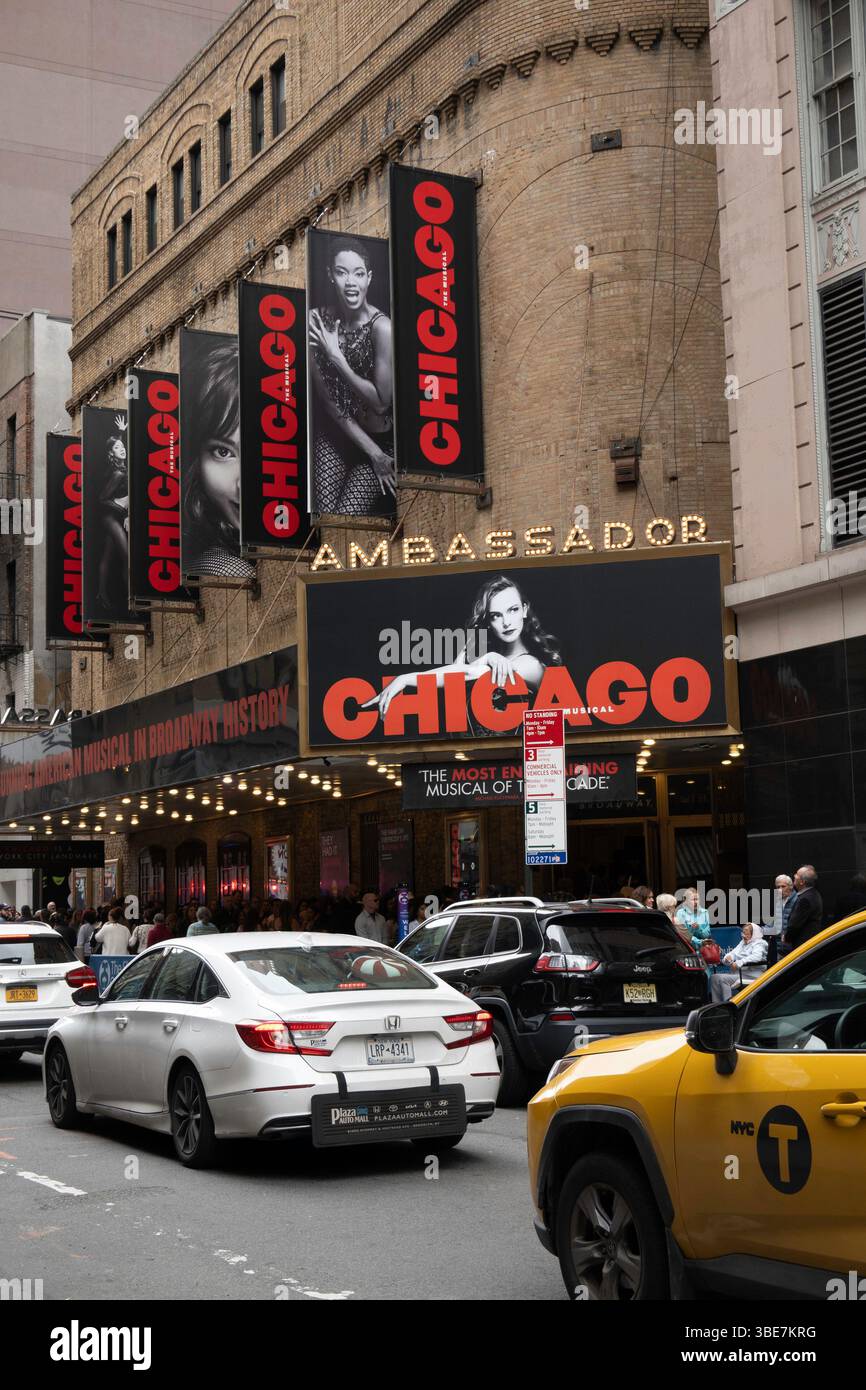 Ambassador Theatre Marquee Featuring the Musical "Chicago" Times Square ...