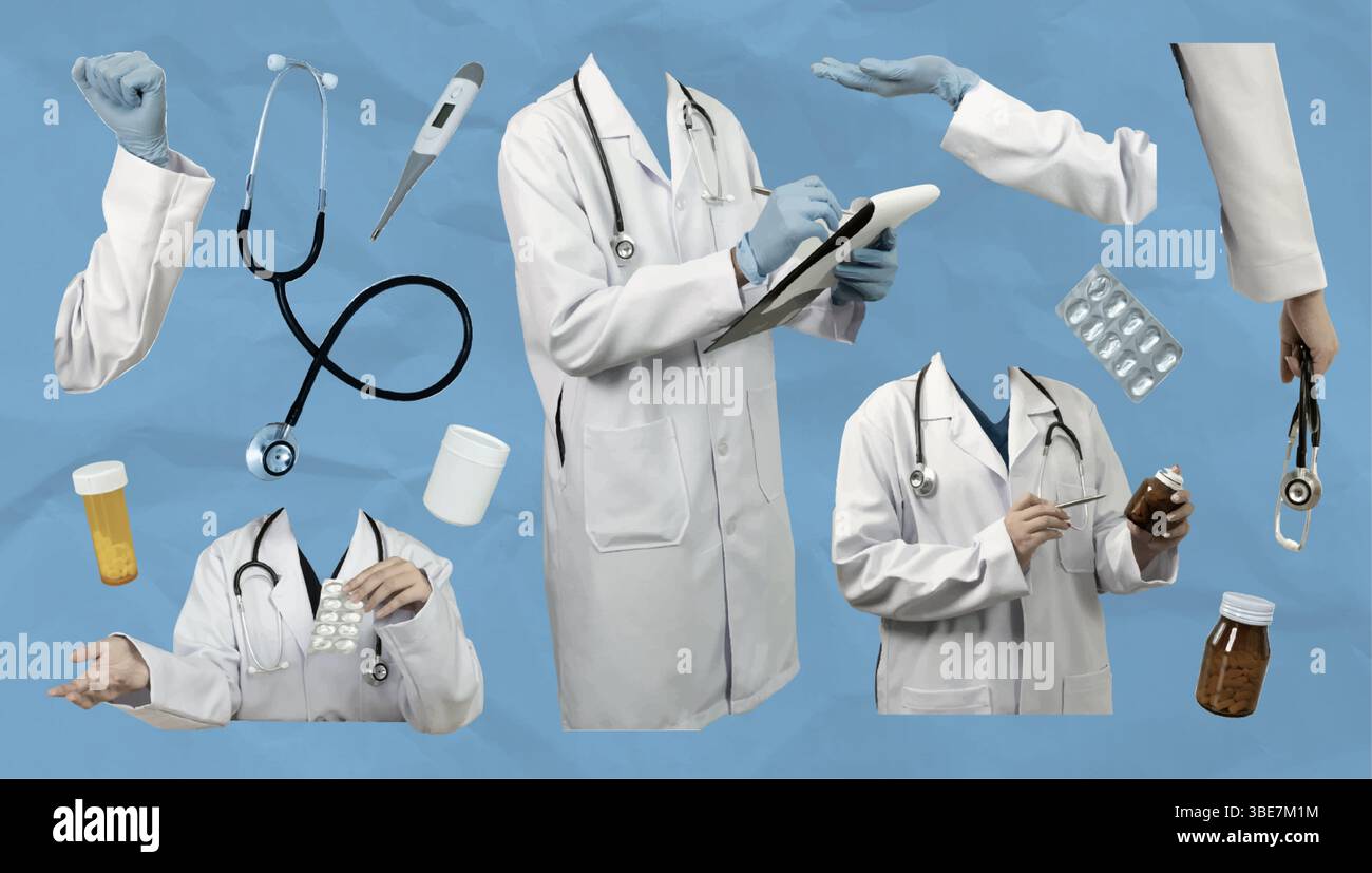 Health care collage with innovative and abstract elements. Vector ...