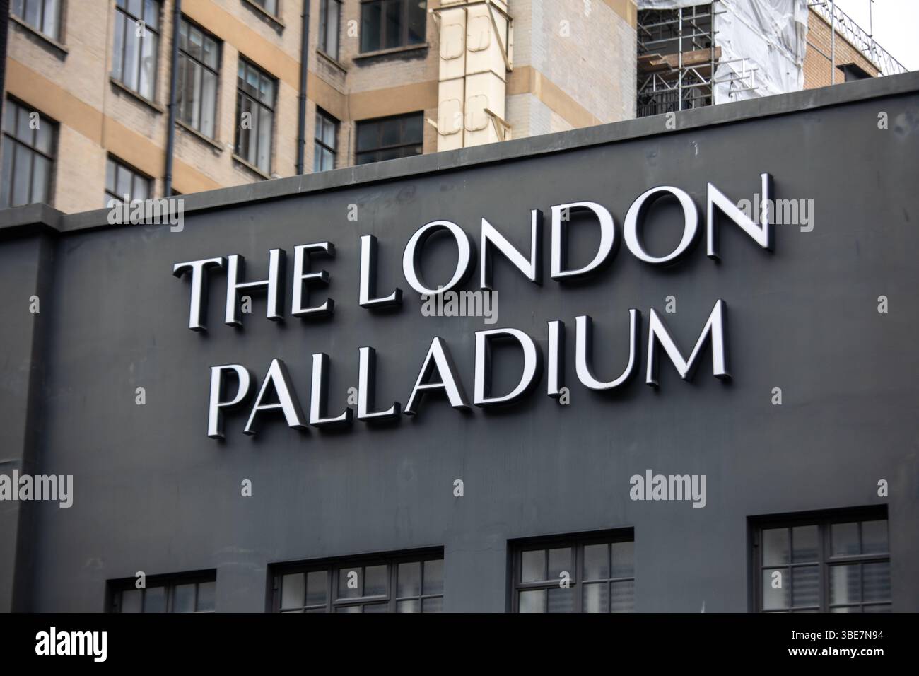 The London Palladium sign on the buildings facade in London ...