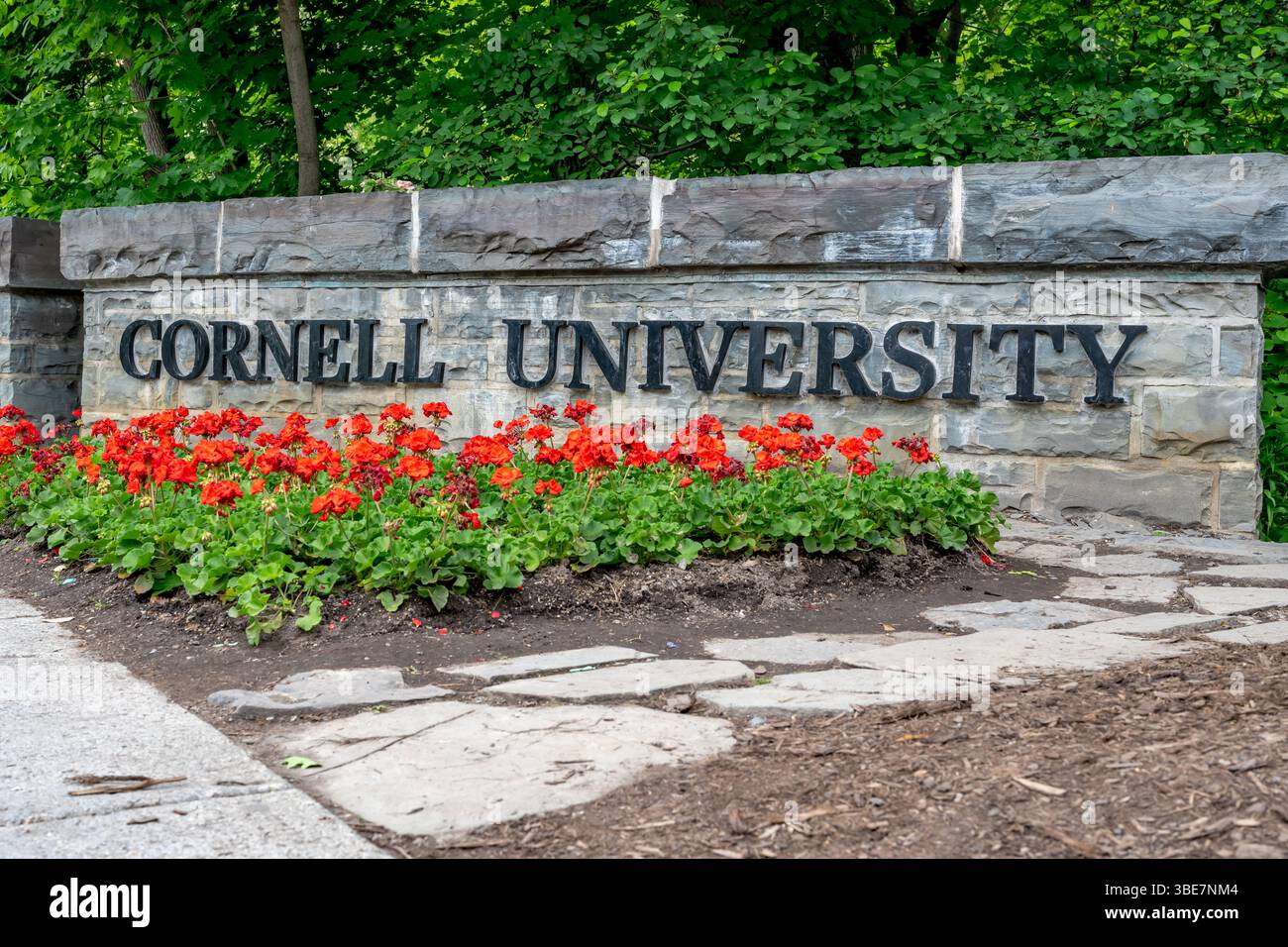 Ithaca, New York, USA - May 27, 2025: Cornell University, College Town, Ithaca, NY, stone ...