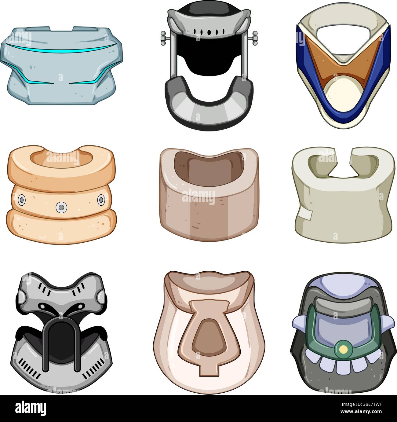 cervical neck collar set cartoon vector illustration Stock Vector Image ...