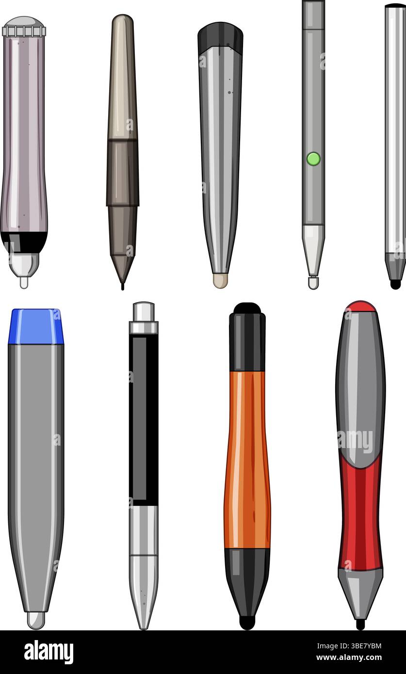 interactive whiteboard pen set cartoon vector illustration Stock Vector ...