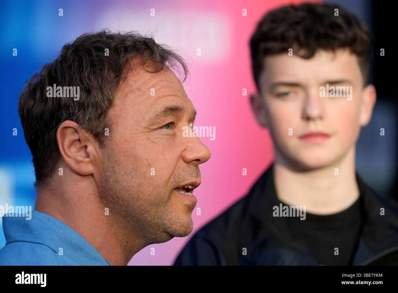 Stephen Graham, left, and Owen Cooper are interviewed at an Academy of ...