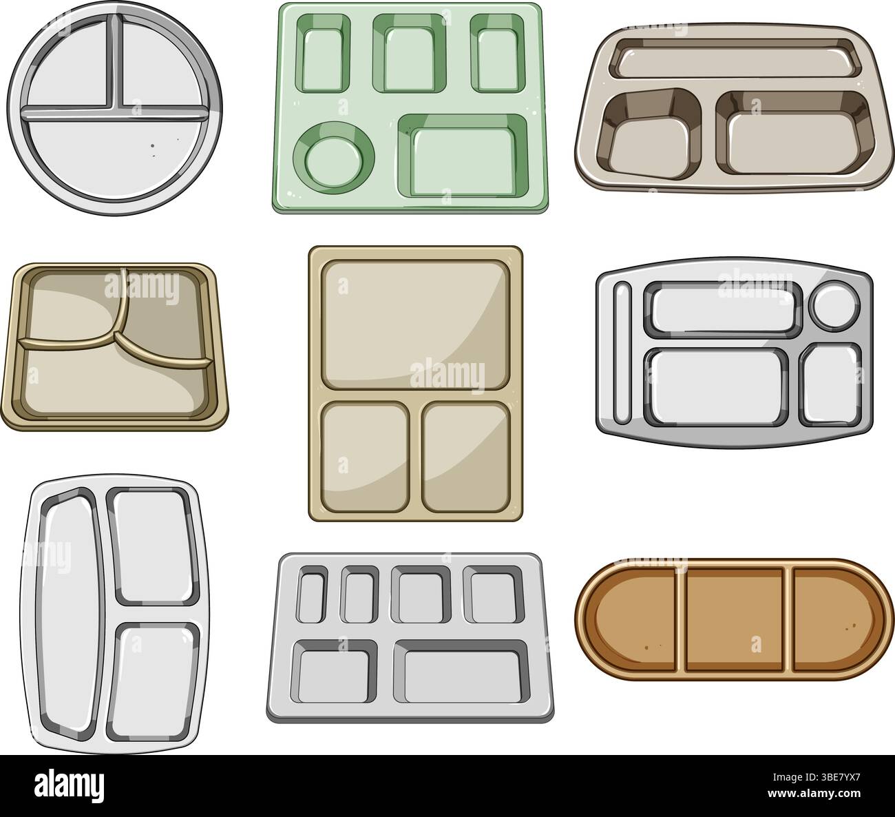 multi section meal tray set cartoon vector illustration Stock Vector ...