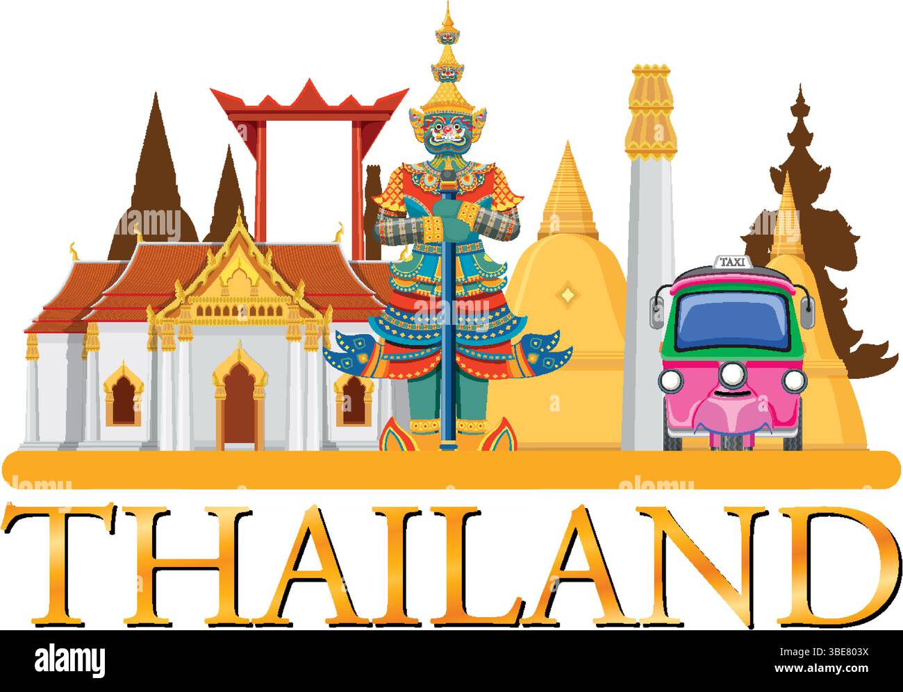 Vibrant vector art showcasing Thailand's famous landmarks with ...