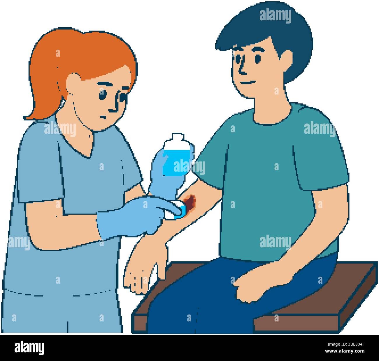 Nurse cleaning wound Stock Vector Images - Alamy