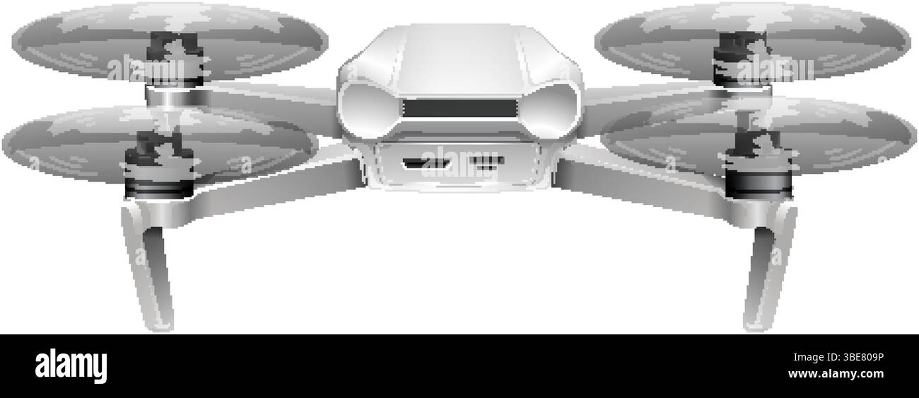 Realistic vector illustration of a modern drone with detailed rotors ...