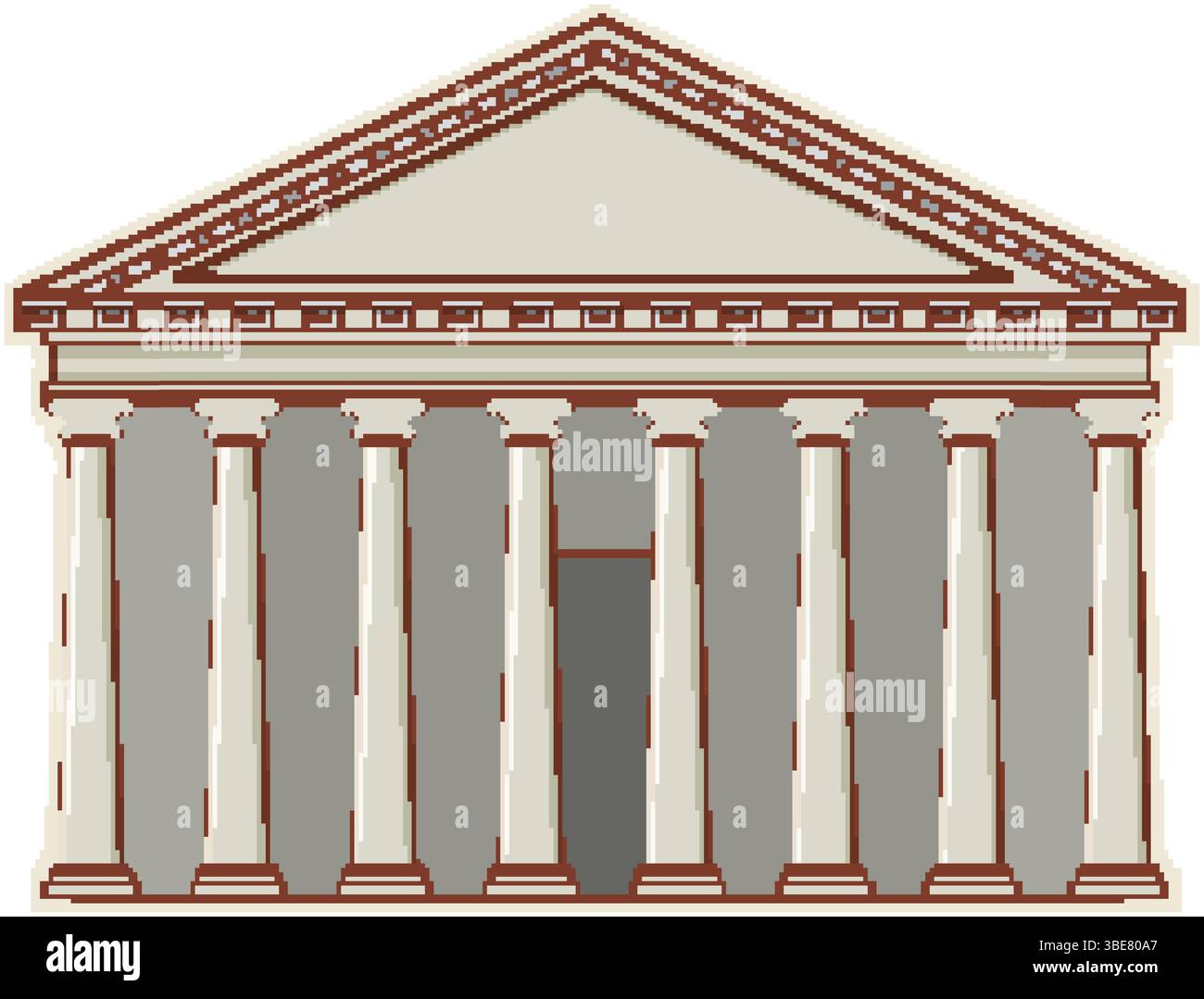 Vector illustration of a classical Greek temple with columns and pediment. Neutral colors and ...