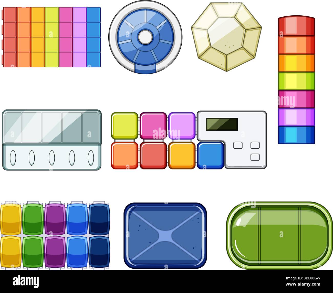 pill organizer set cartoon vector illustration Stock Vector Image & Art ...