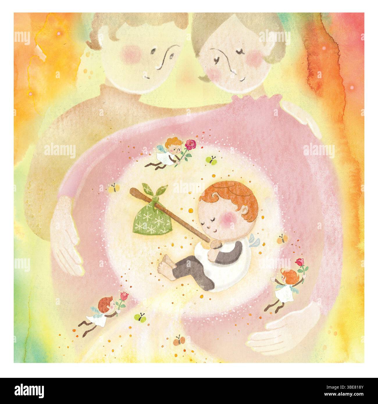 Angel blessing parents and baby Stock Photo - Alamy
