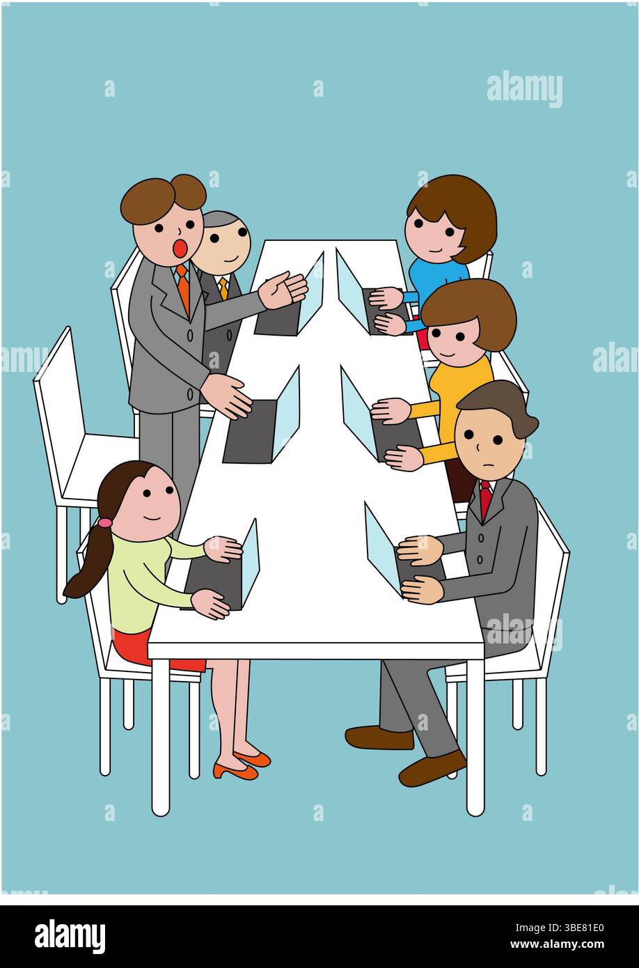 Meeting with six people Stock Photo - Alamy