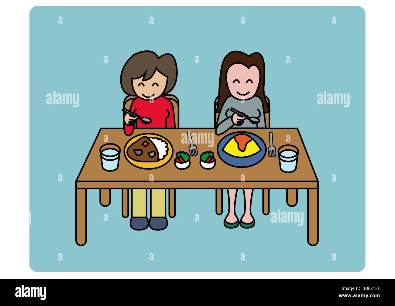 Two people sitting eating Cut Out Stock Images & Pictures - Alamy
