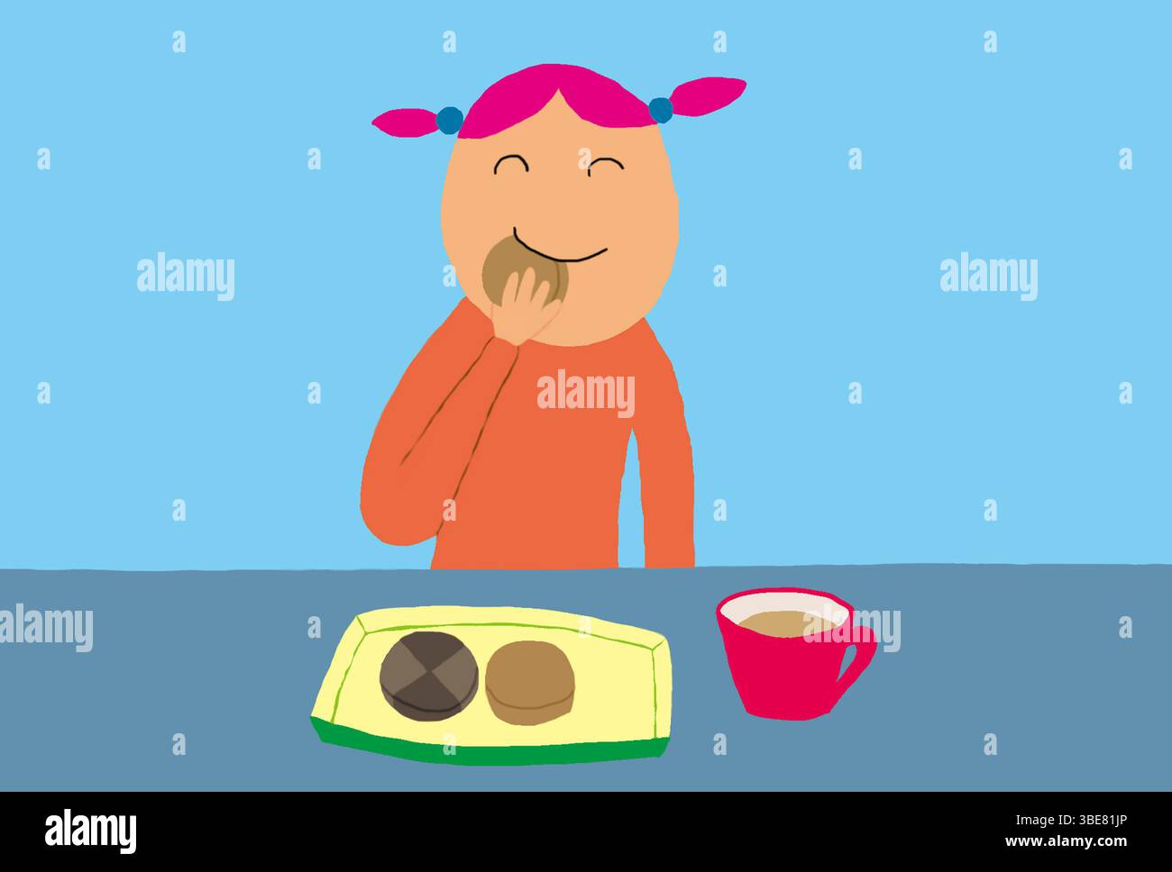 Smiling girl eating cookies Stock Photo - Alamy