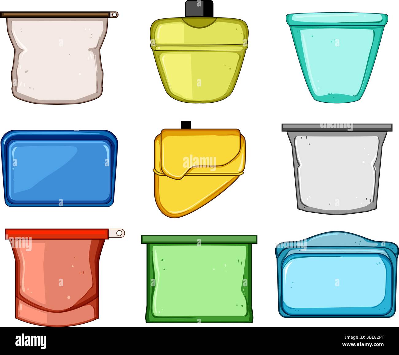 silicone snack bag set cartoon vector illustration Stock Vector Image ...