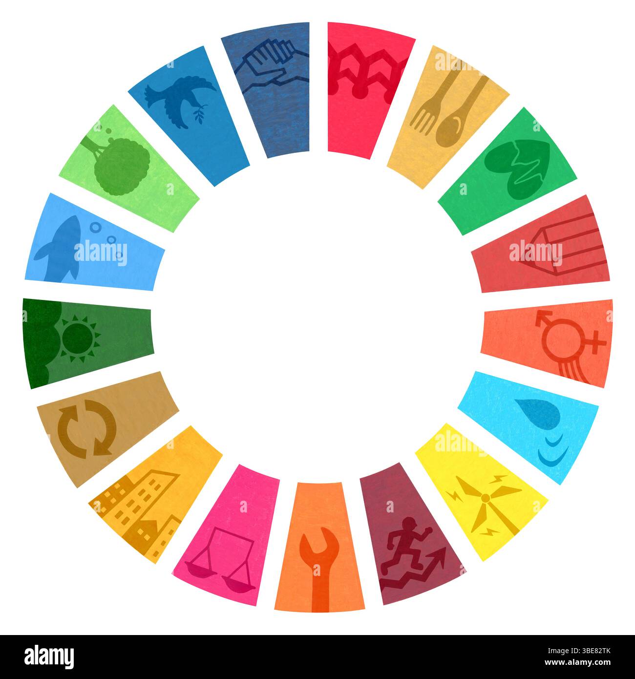 SDGs illustrated colour wheel 2 Stock Photo - Alamy