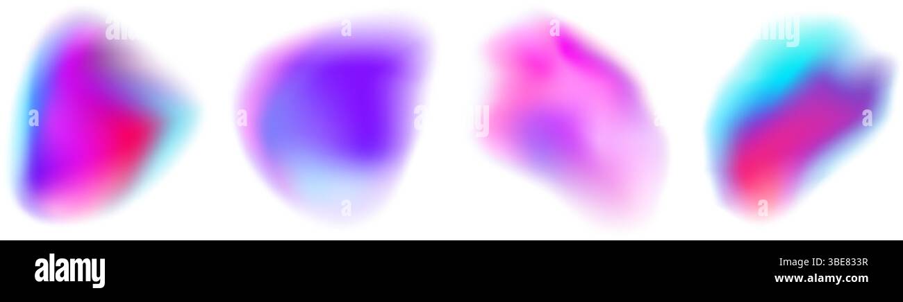 Abstract shapes colorful blending fluid paint. Trendy soft neon holographic y2k forms. Gradient ...