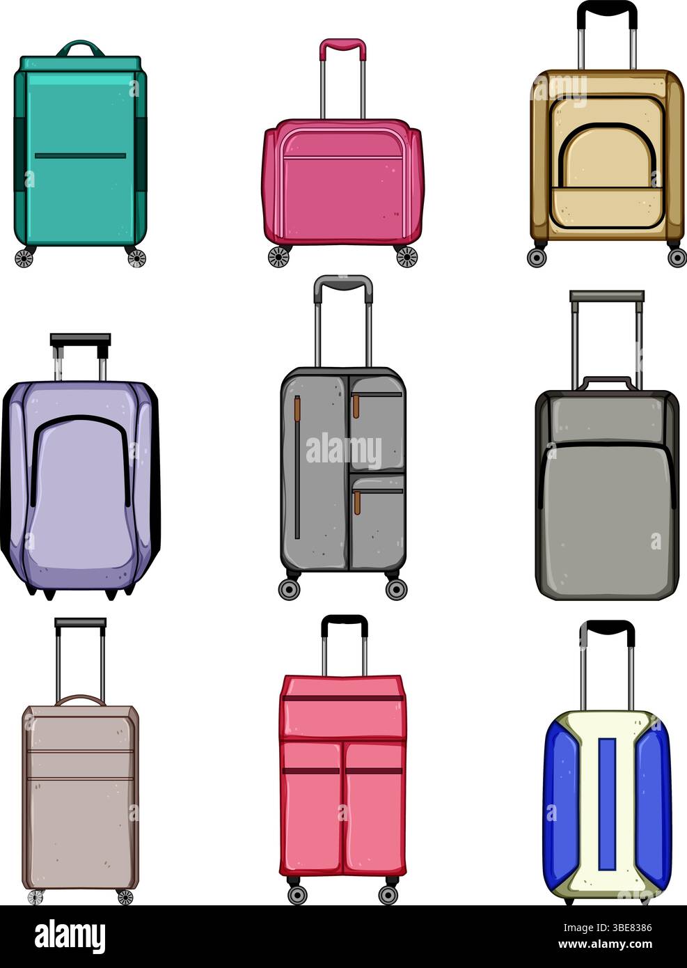 soft shell suitcase set cartoon vector illustration Stock Vector Image ...
