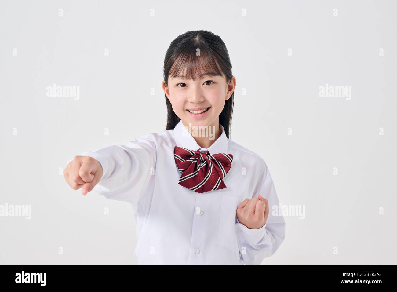 Japanese junior high school girl posing for a fight Stock Photo - Alamy