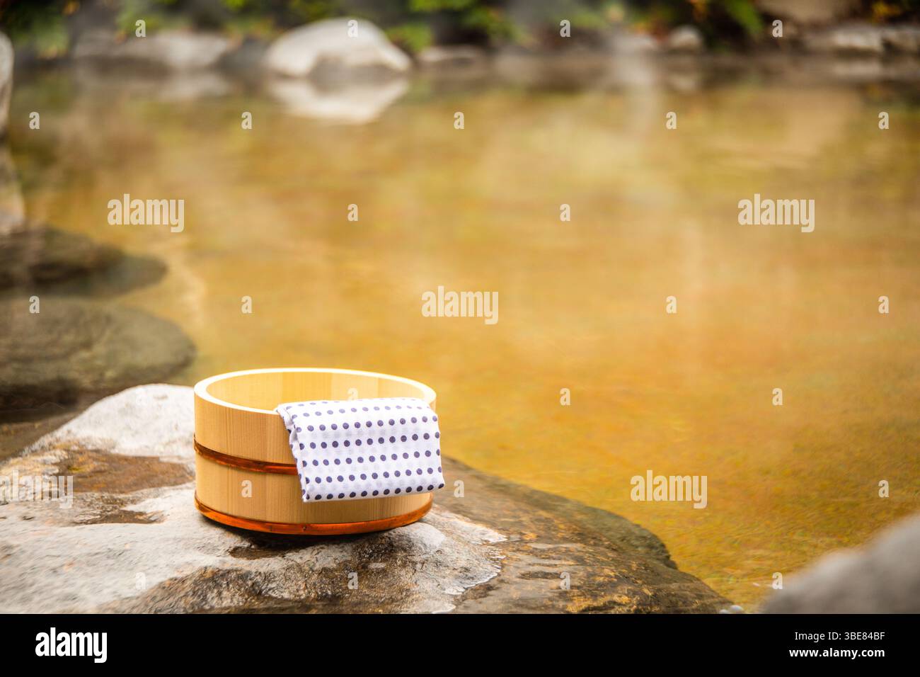 Ryokan open-air bath hot spring Stock Photo - Alamy
