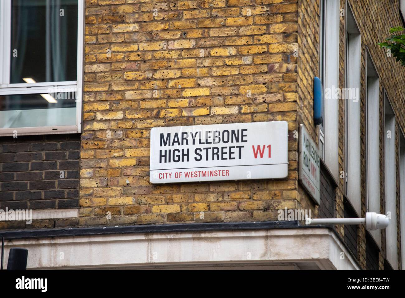 Street sign for Marylebone High Street in the City of Westminster ...