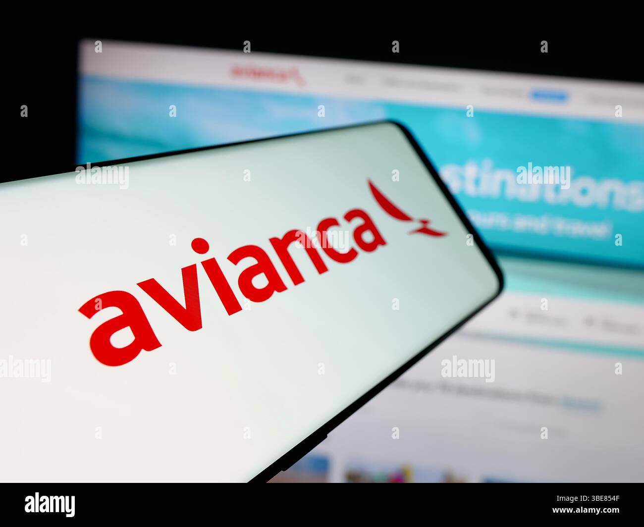 In this photo illustration, a smartphone with the logo of airline ...