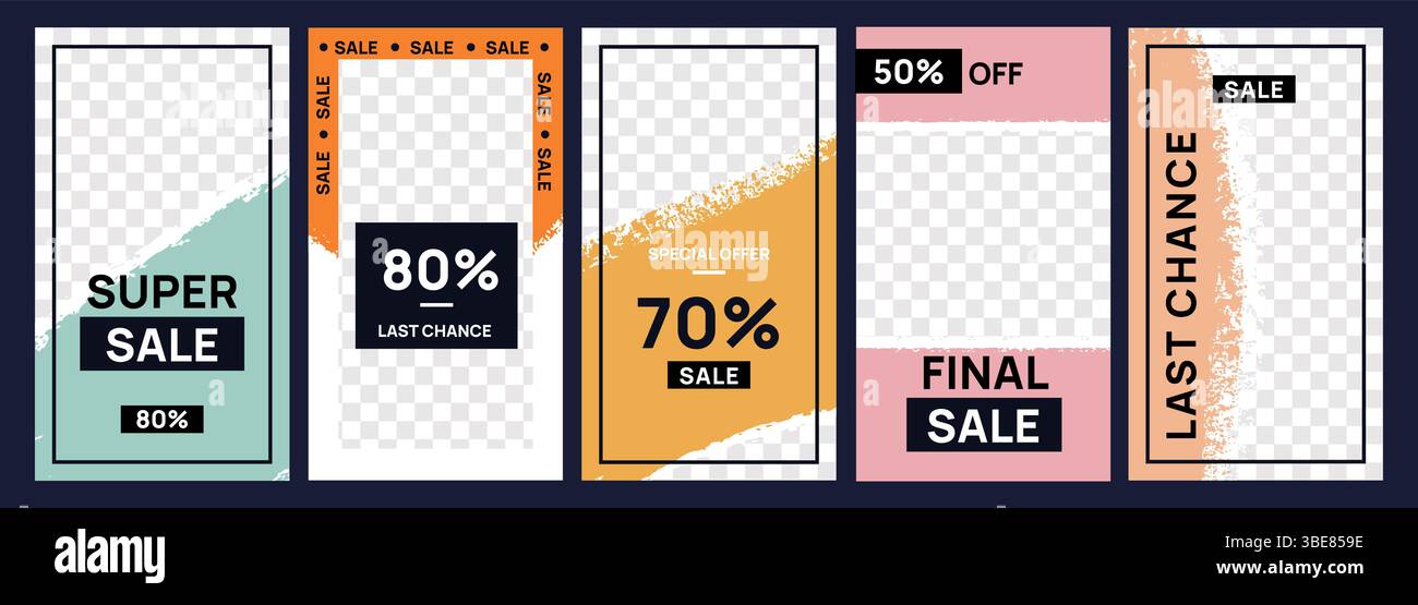Sale and discount stories templates. Ragged edges textures, frame ...
