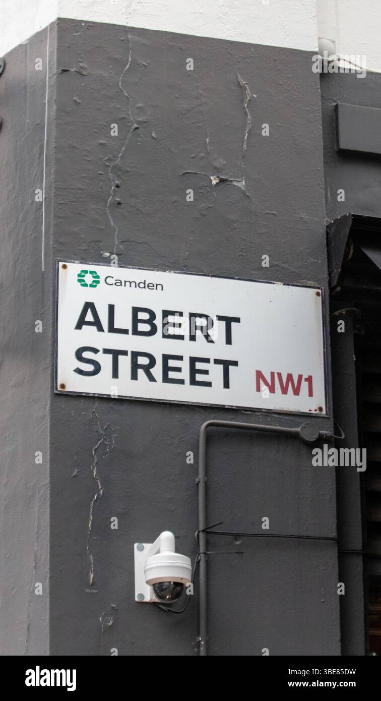 Street sign for Albert Street in Camden, London, featuring a ...
