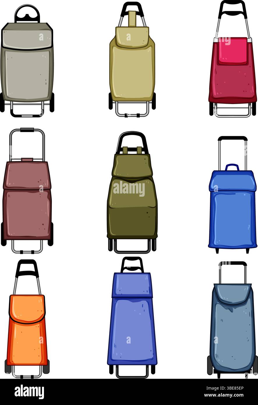 trolley bag set cartoon vector illustration Stock Vector Image & Art ...