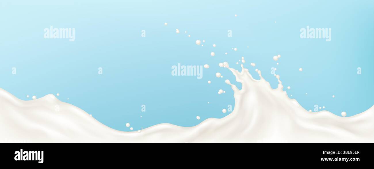 White milk splash wave - liquid swirl on light blue background. Creamy ...