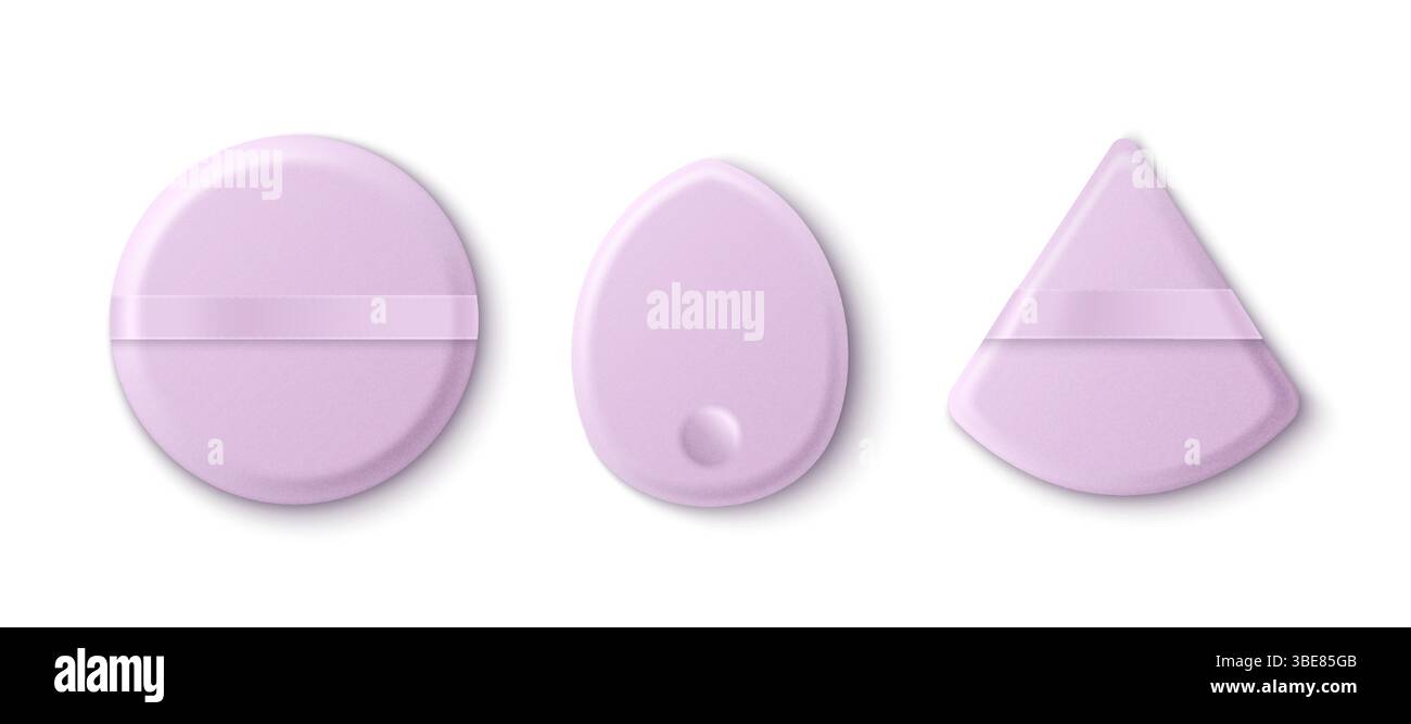 Set of pink makeup sponge blenders - round, teardrop and cone shapes ...