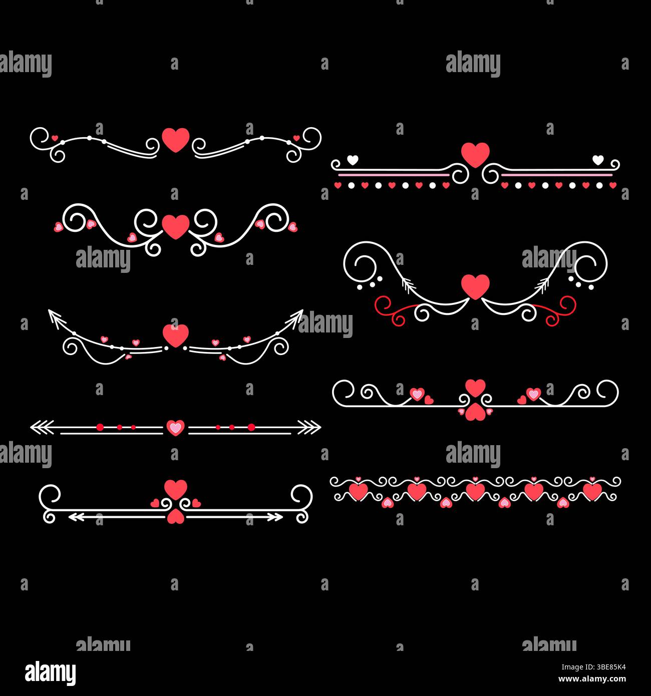 wedding divider ornament set cartoon vector illustration Stock Vector ...