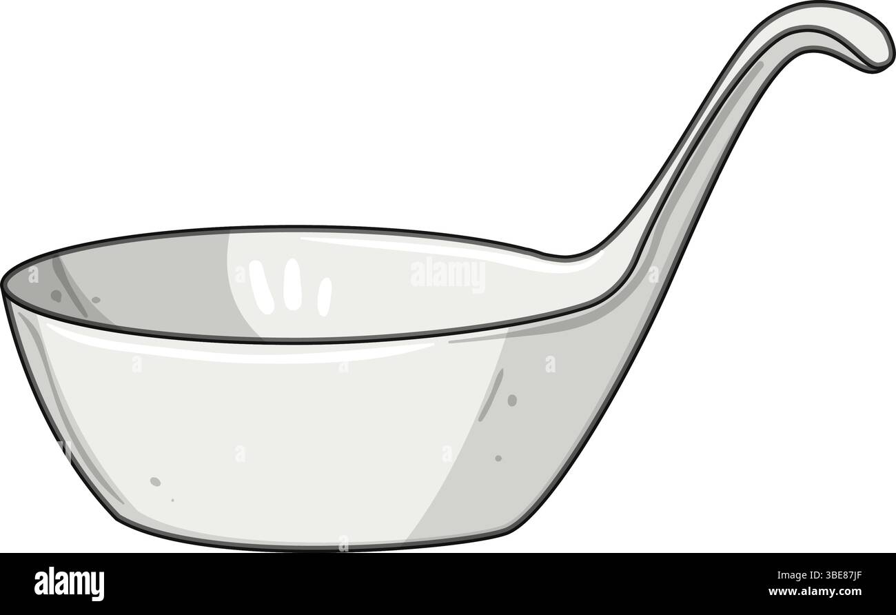 elegant ceramic soup spoon cartoon vector illustration Stock Vector ...