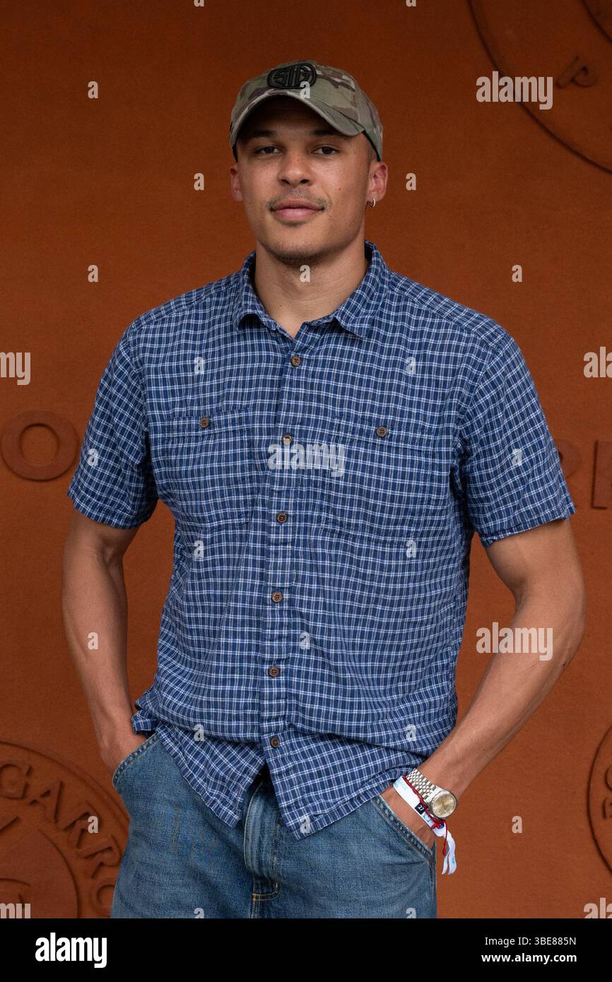 Paris, France. 27th May, 2025. Khalil Ghani take a pose at Roland Garros for the French open on ...