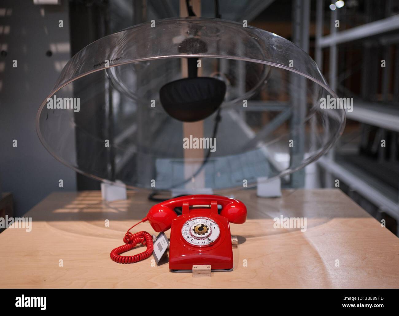 Objects on display, including a rotary dial telephone, at the V&A East ...