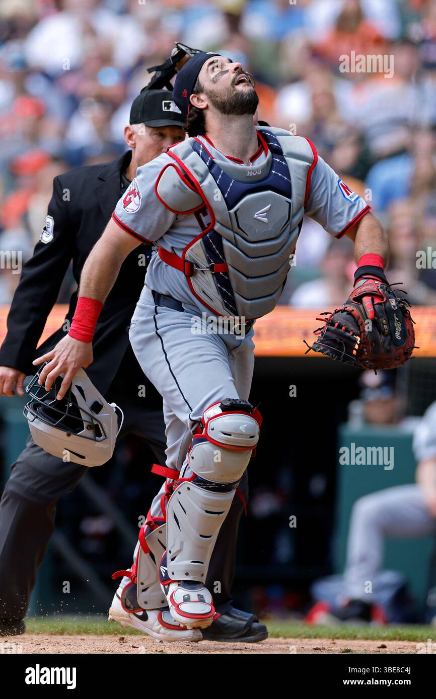 DETROIT, MI - MAY 25: Cleveland Guardians catcher Austin Hedges #27 ...