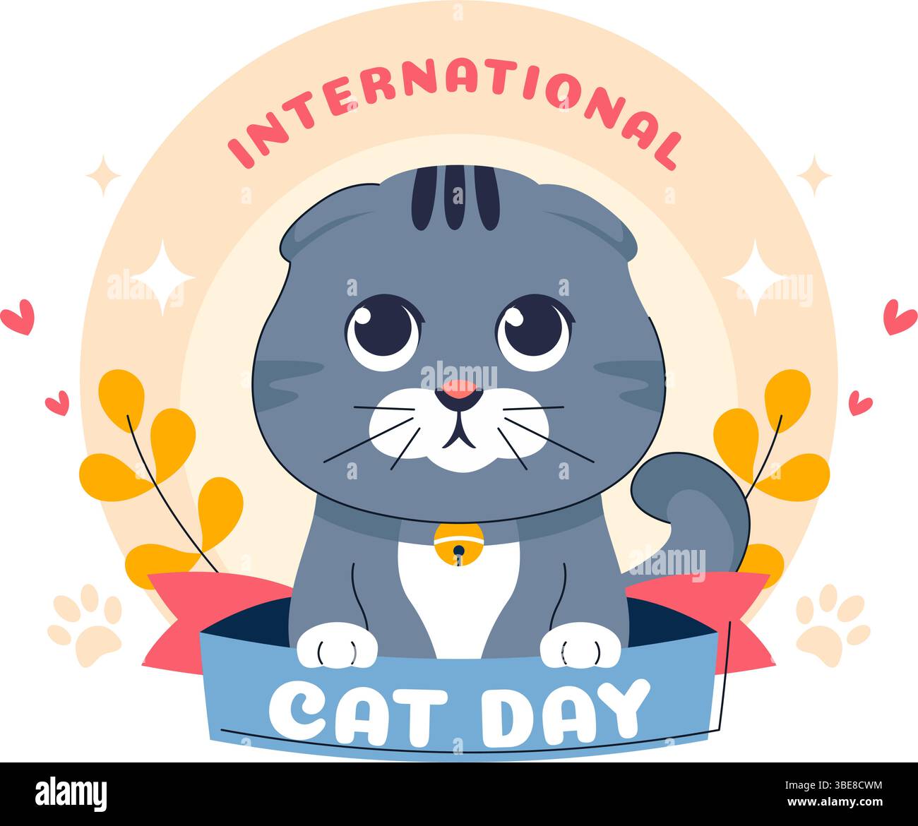 International Cat Day Vector Illustration on August 8, Featuring a ...