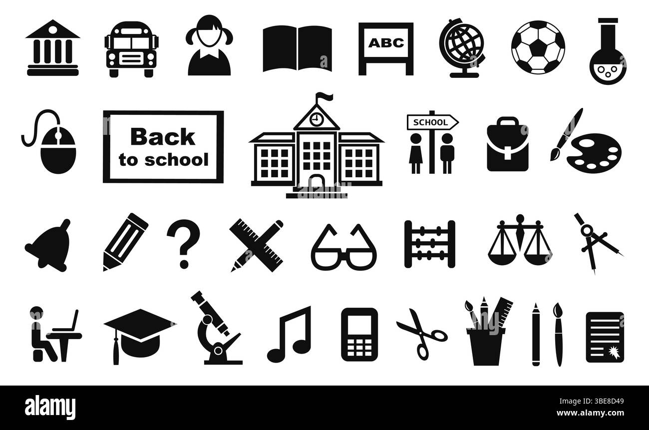 School and Education Icons. Vector illustration Stock Vector Image ...