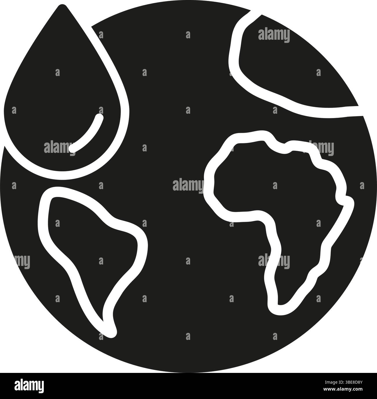 Earth With Water Drop Solid Icon. Global Water Conservation And ...