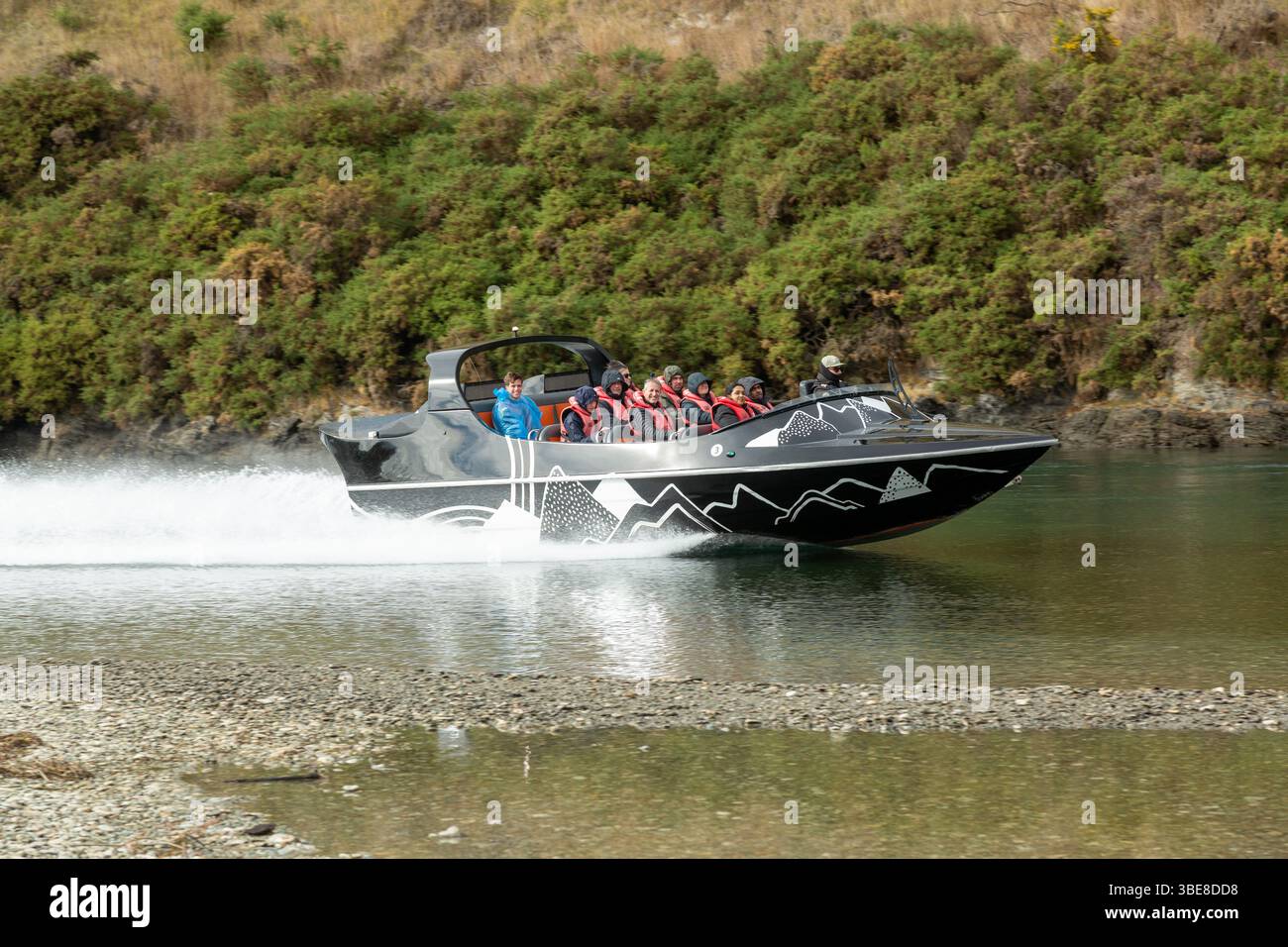 Real nz queenstown jet boat hi-res stock photography and images - Alamy