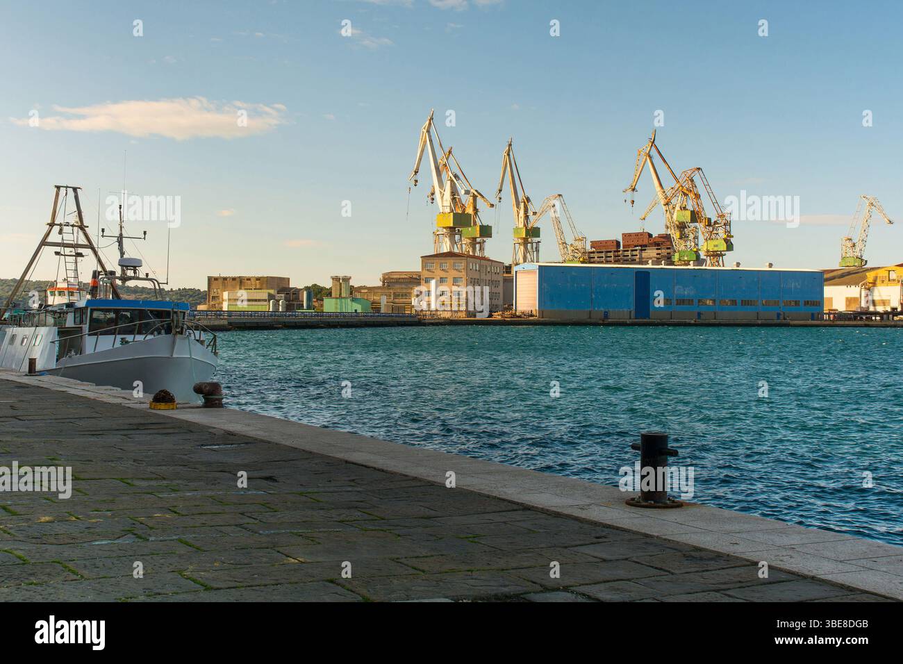Large gantry cranes at the now disused Brodogradiliste Uljanik Shipyard ...