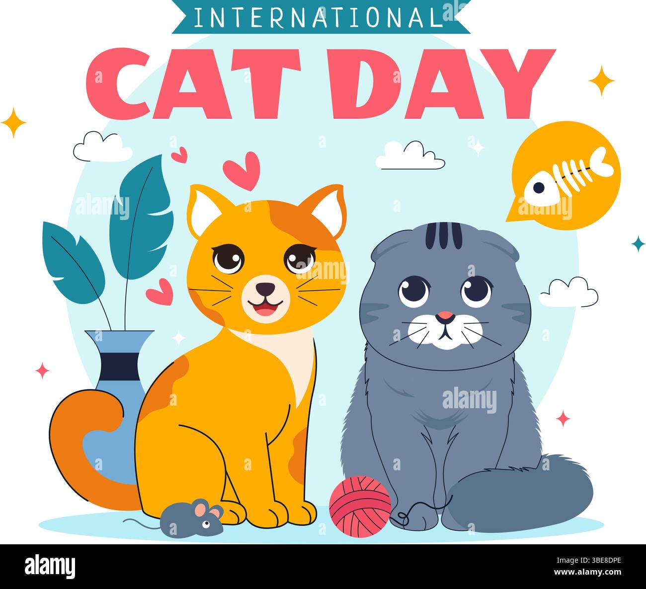 International Cat Day Vector Illustration on August 8, Featuring a ...