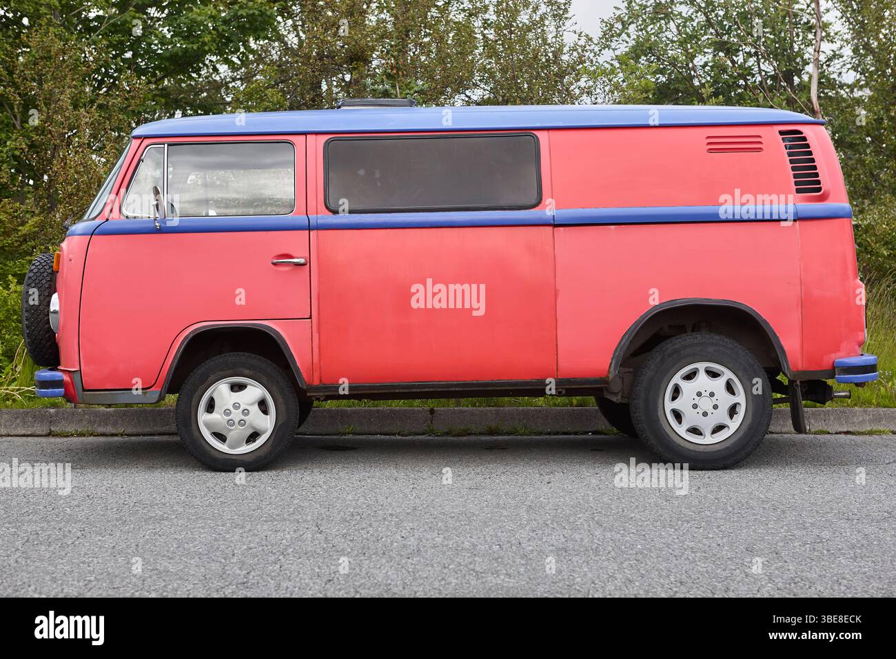 Classic model van VW T2. Retro camper vehicle. Vintage minibus Stock ...