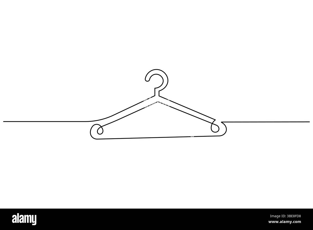 Clothes hangers continuous line drawing isolated on white background ...
