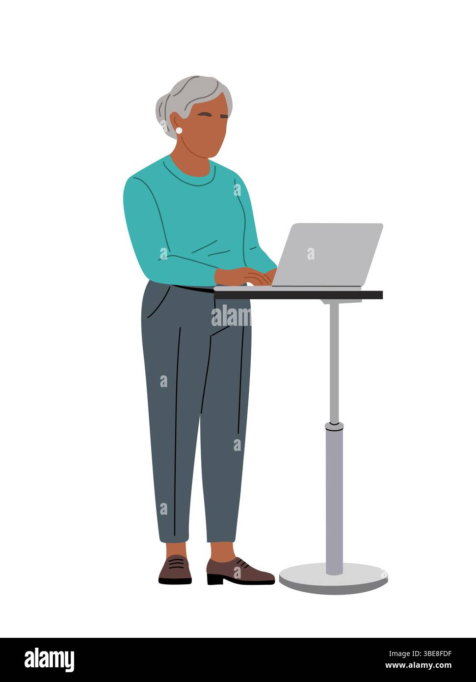 Woman standing working at desk Stock Vector Images - Alamy